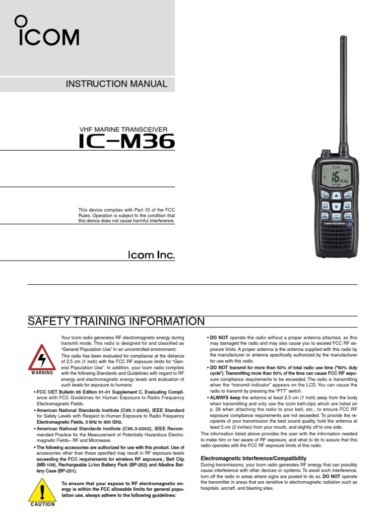 Icom Ic-M36 Manual | PDF | Radio | Electromagnetic Interference