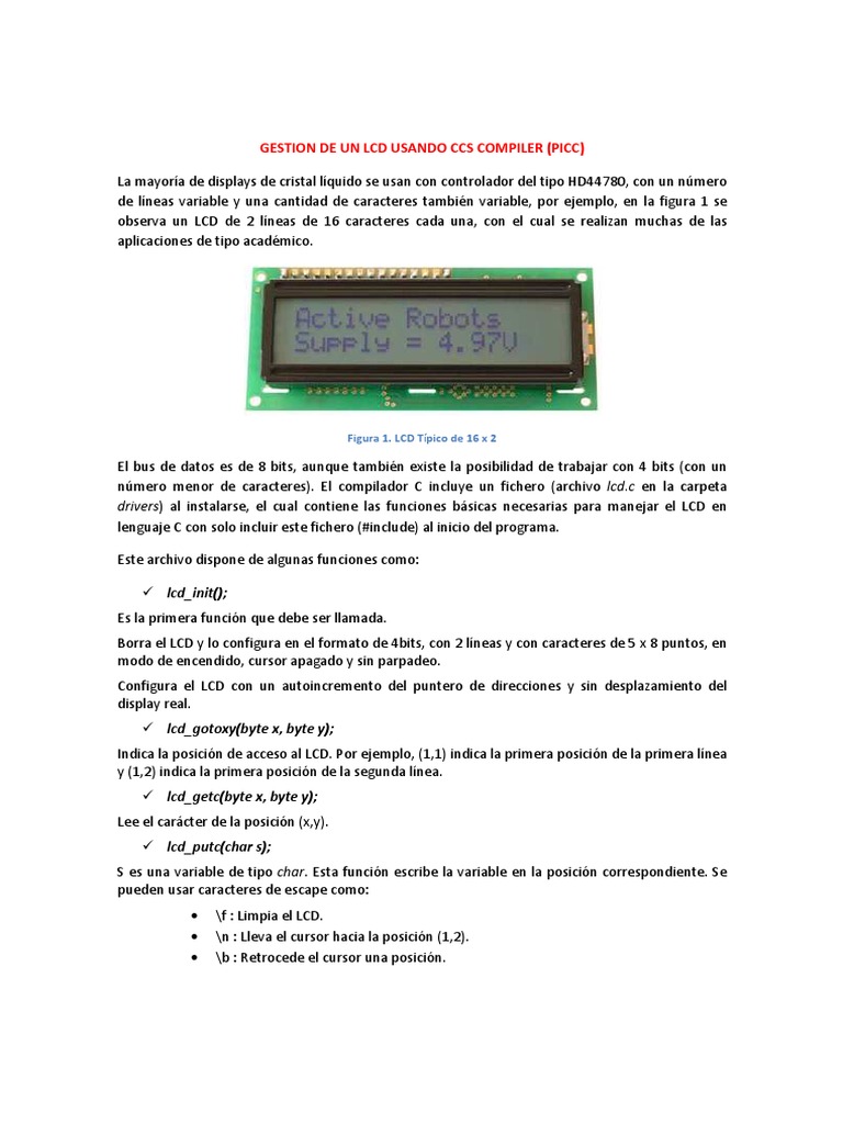 Manejo Basico de LCD | PDF | C (lenguaje de programación) | Pantalla de ...