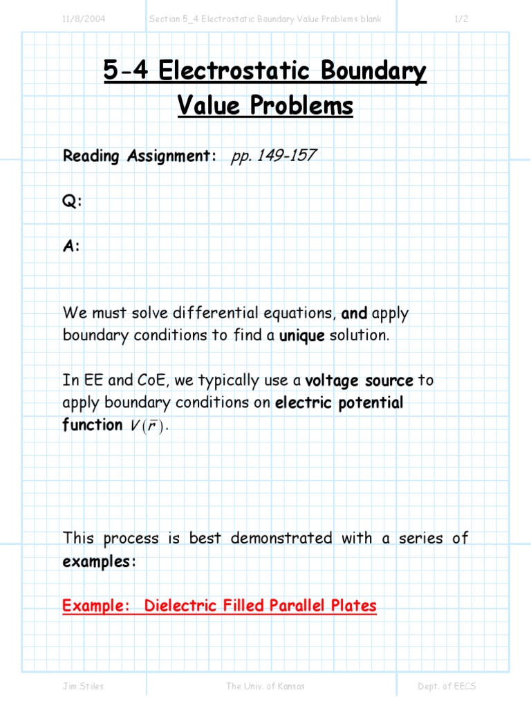 Section 5 4 Electrostatic Boundary Value Problems Package | PDF | Electrostatics | Boundary ...