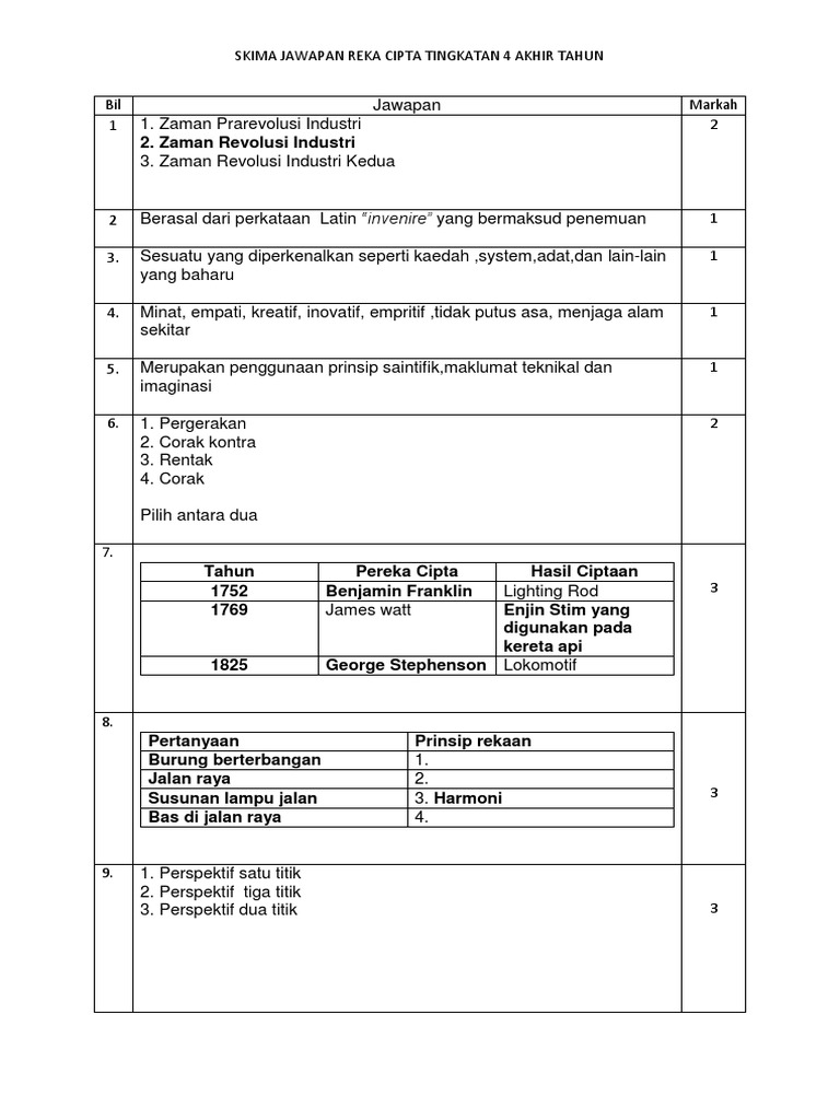 Skima Jawapan Akhir Tahun RC t4 | PDF