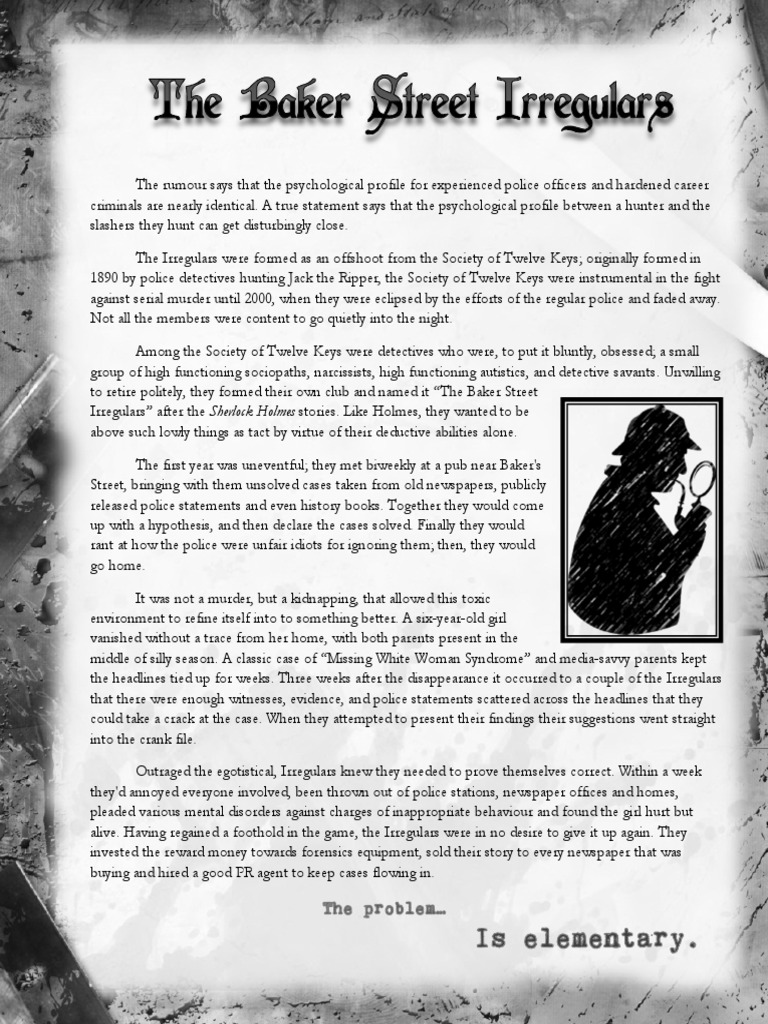The Baker Street Irregulars | PDF | Dr. Watson | Sherlock Holmes
