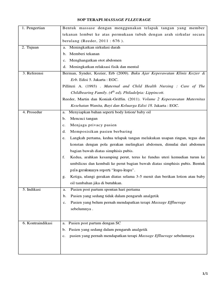 Sop Massage Eflleurage | PDF