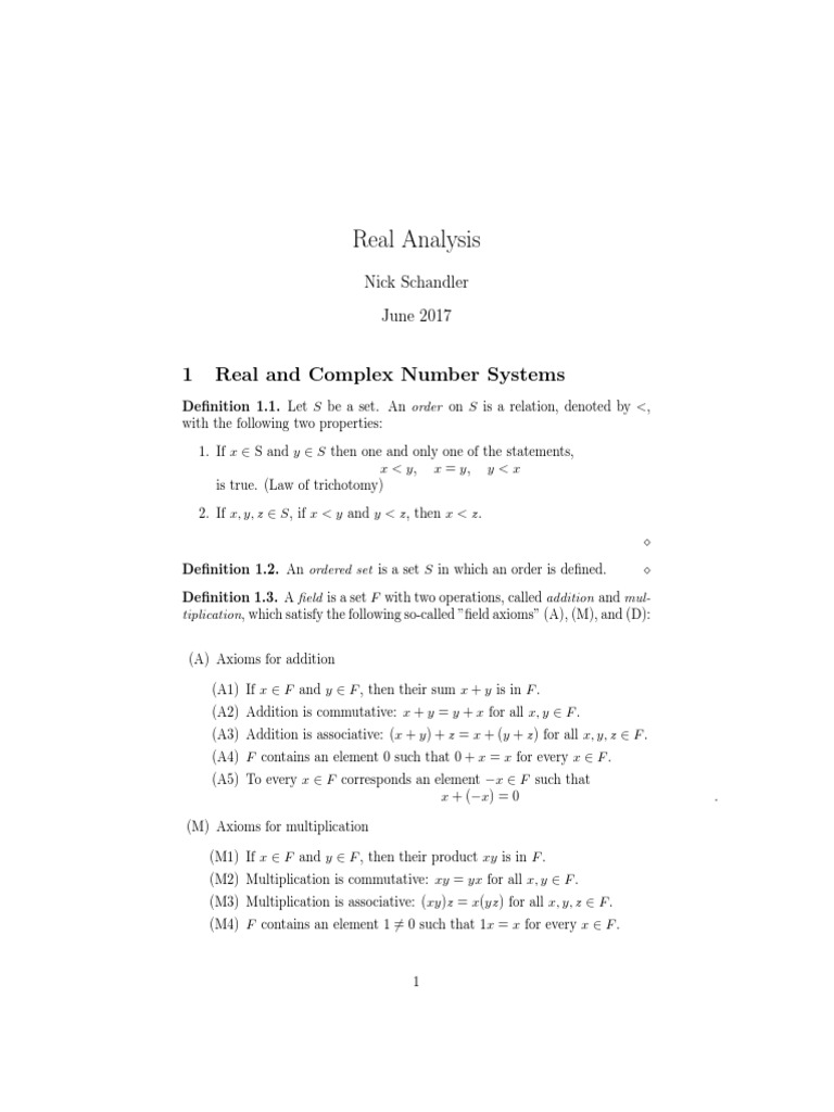 Real Analysis: 1 Real and Complex Number Systems | PDF | Rational ...