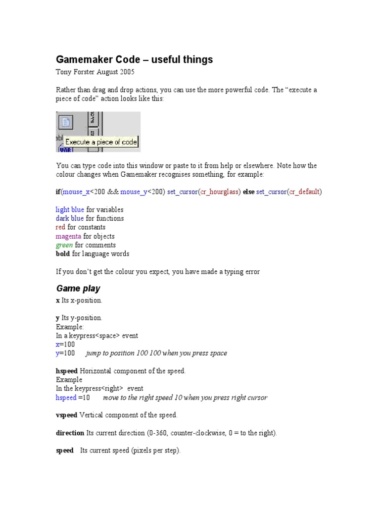Gamemaker Code Tips | PDF | Computer Programming | Computer Graphics