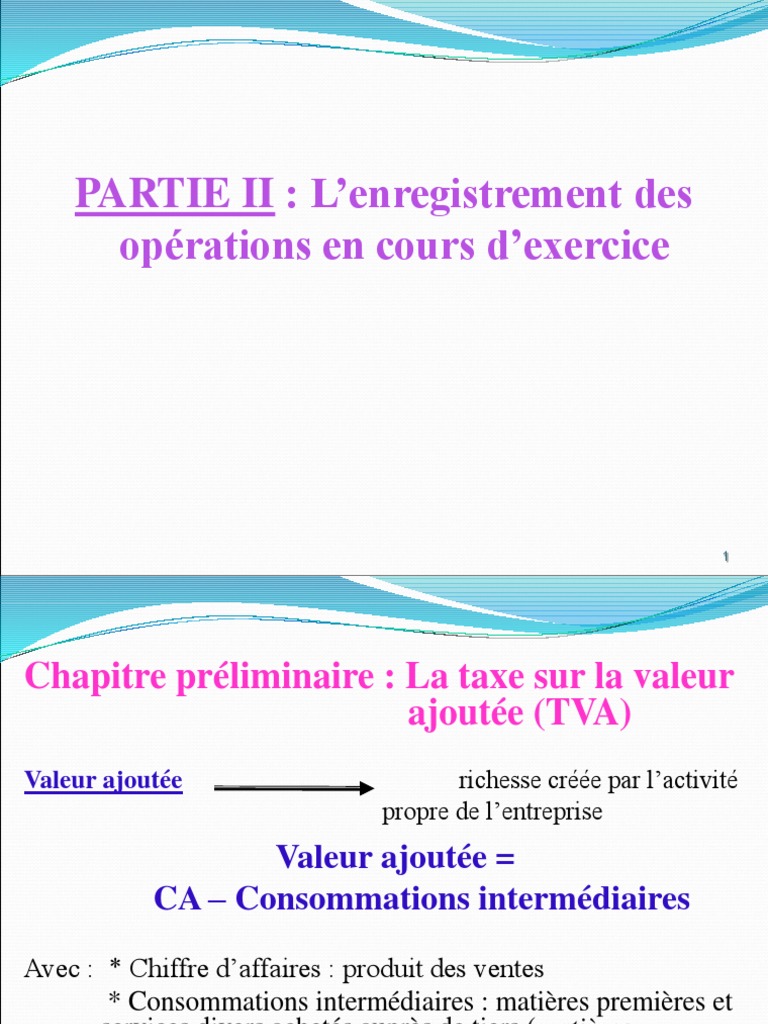 les operations courantes.ppt | Facture | Valeur ajoutée