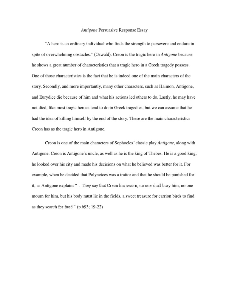 Antigone Persuasive Response Essay | PDF