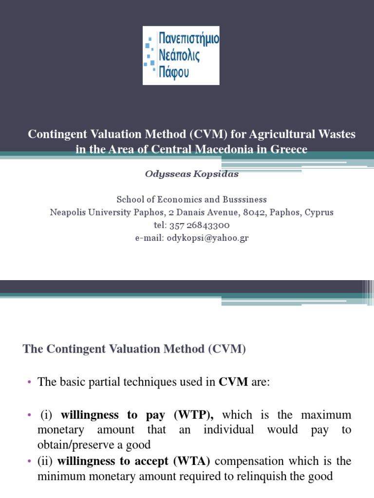 Contingent Valuation Method (CVM) For Agricultural Wastes in The Area ...