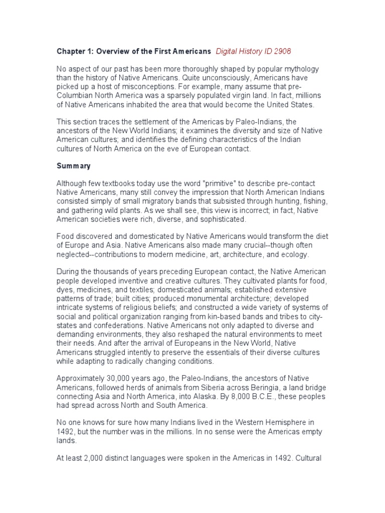 Chapter 1: Overview of The First Americans: Digital History ID 2908 ...