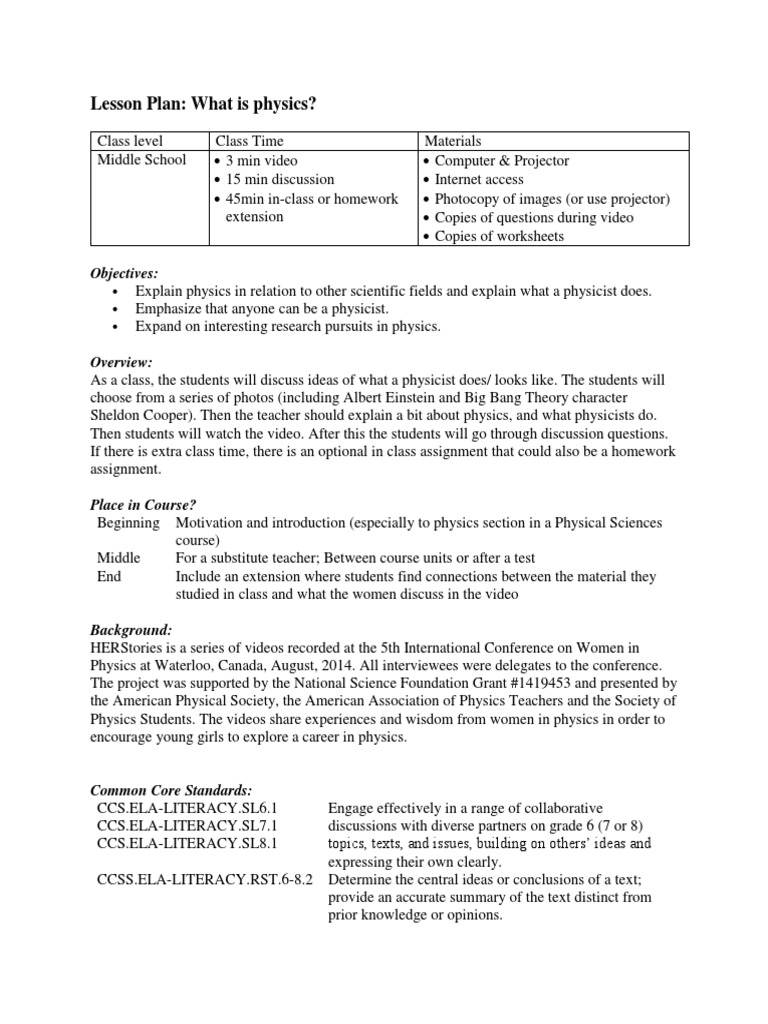 Lesson Plan What Is Physics | PDF | Scientist | Physics