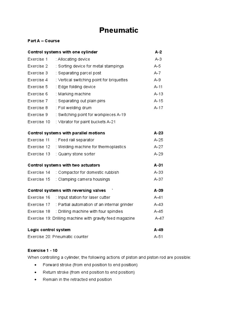 Pneumatic Control Systems Exercises | PDF | Valve | Pump