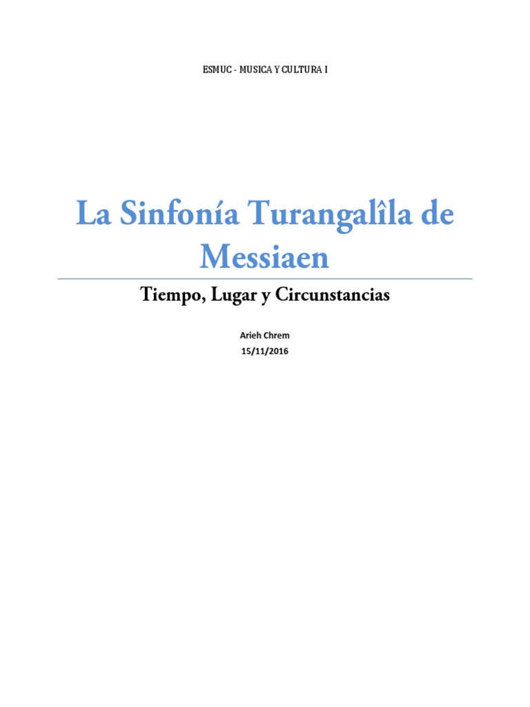 Messiaen y la Sinfonía Turangalîla | PDF | Música clásica | Ocio
