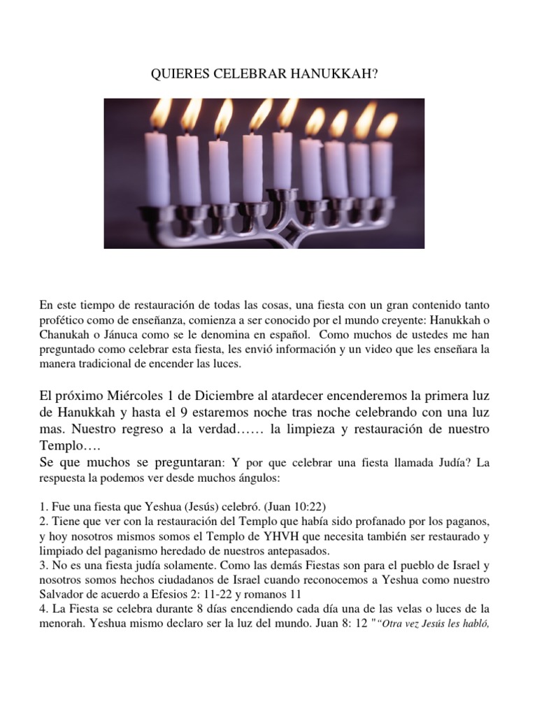 Hanukkah: Celebración y Significado | PDF | Janucá | Religión y creencia