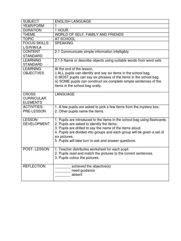 Lesson Plan Speaking at Class | PDF | Lesson Plan | Teaching