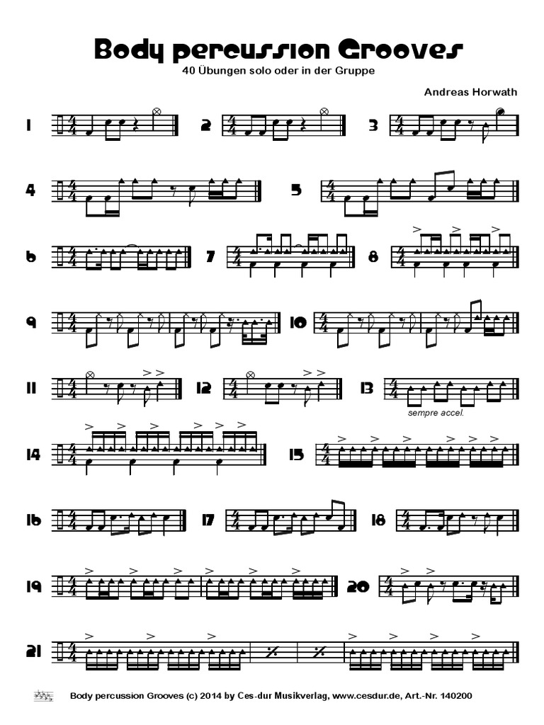 Body Percussion Grooves | PDF | Music Technology | Musical Instruments