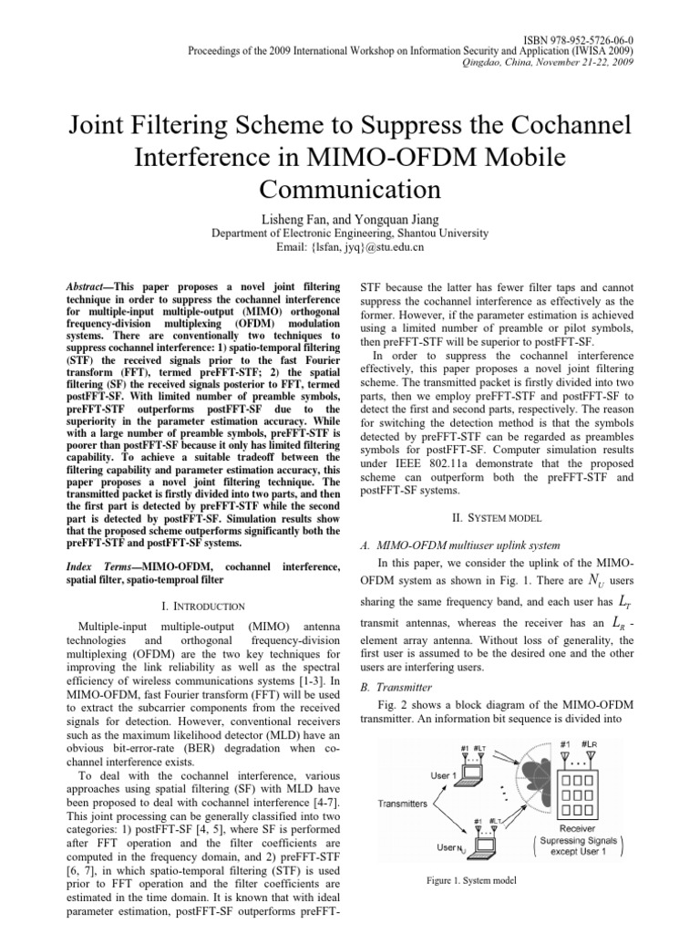 Joint Filtering Scheme Using MLD To Suppress Cochannel Interference For MIMO OFDM | PDF | Mimo ...