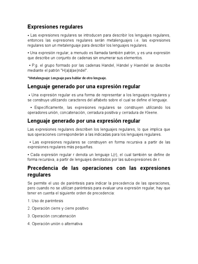 Expresiones Regulares | PDF | Expresión regular | Informática teórica