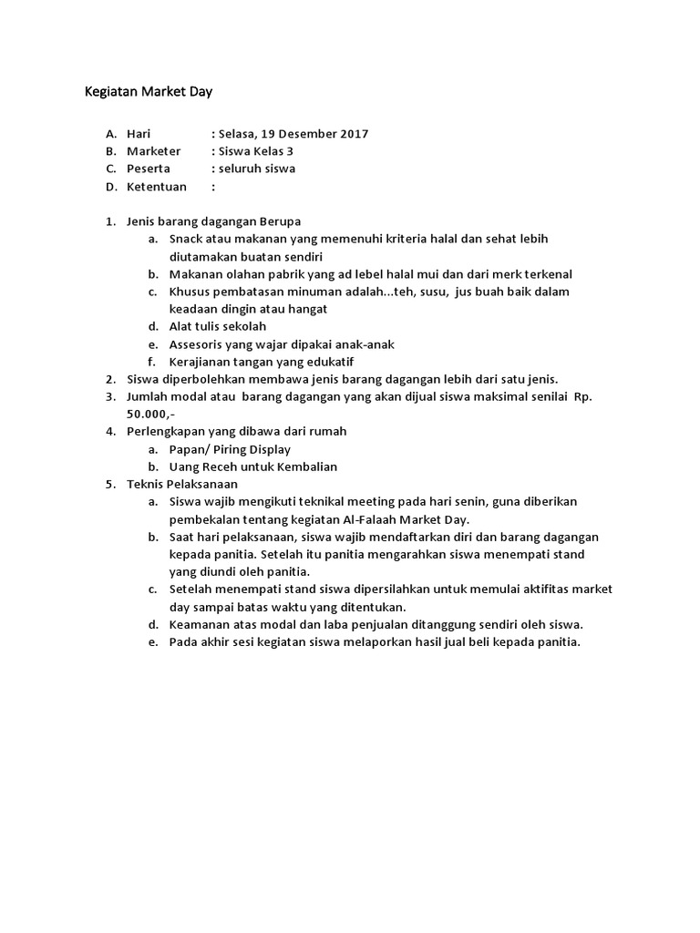 Kegiatan Market Day | PDF