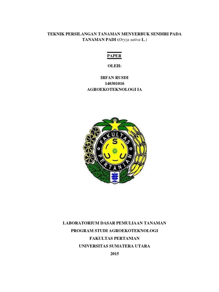 Teknik Persilangan Padi Menyerbuk Sendiri | PDF