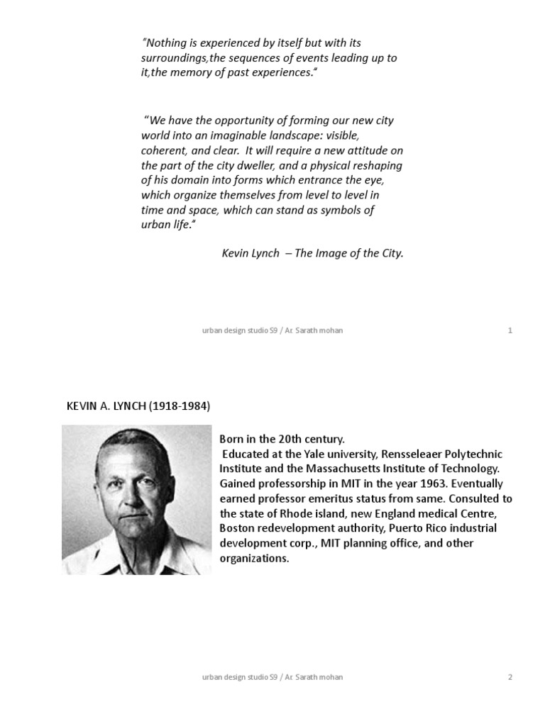 01 Kevin Lynch | Urban Design | Visual Perception | Free 30-day Trial ...
