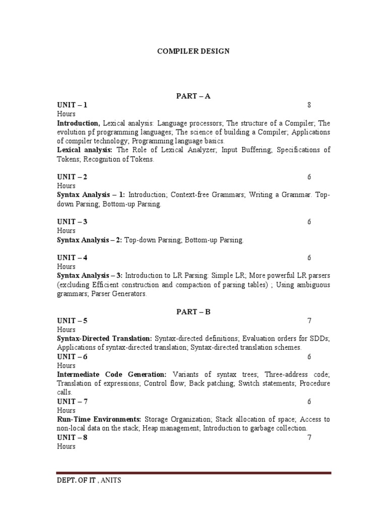 Compiler Design Notes | PDF | Parsing | Compiler Compiler Design Notes | PDF | Parsing | Compiler