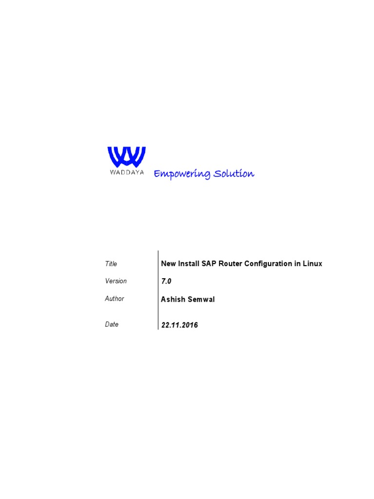 Empowering Solution: Configuring SAP Router in Linux for Secure Communication | PDF | Directory ...