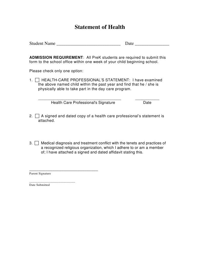 Statement of Health | PDF | Self-Improvement