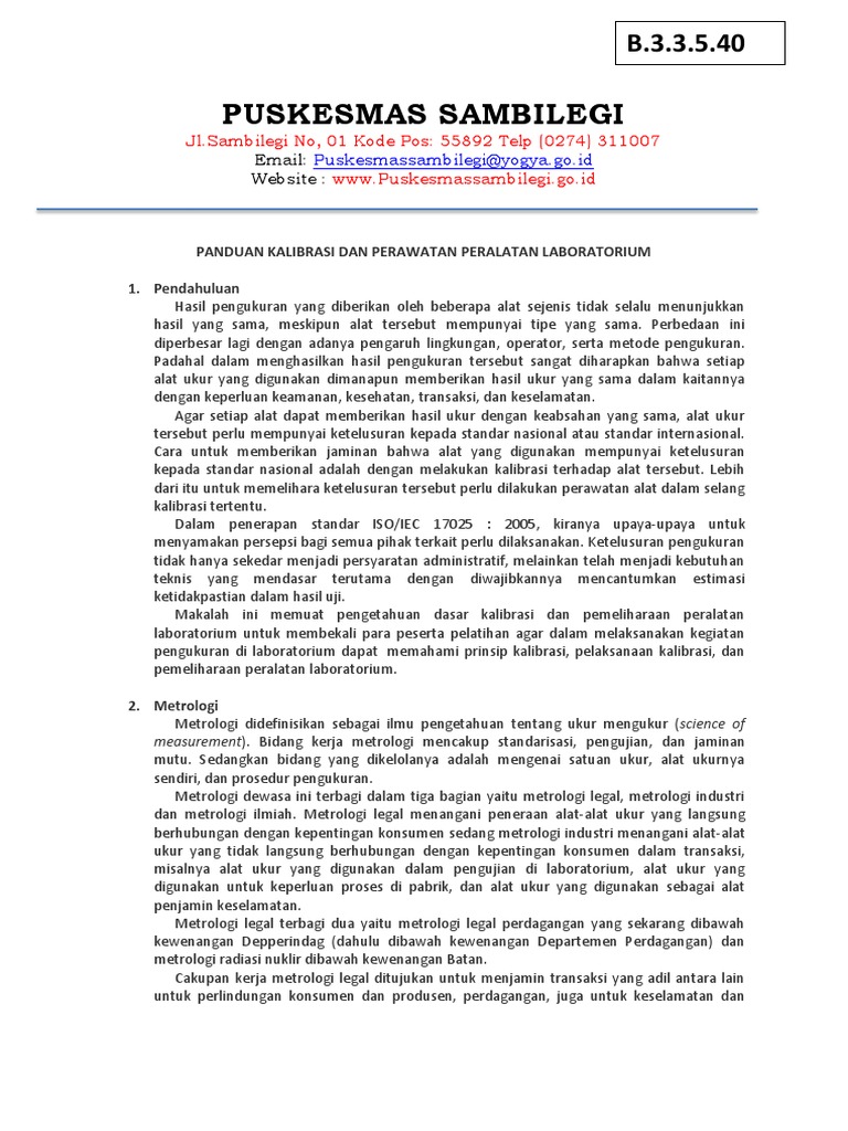 Panduan Kalibrasi Alat Laboratorium | PDF