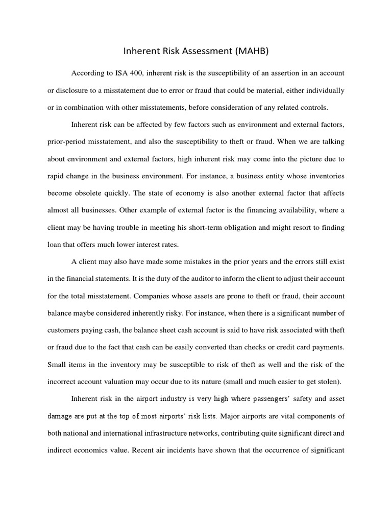 Inherent Risk Assessment | Download Free PDF | Risk Assessment | Risk
