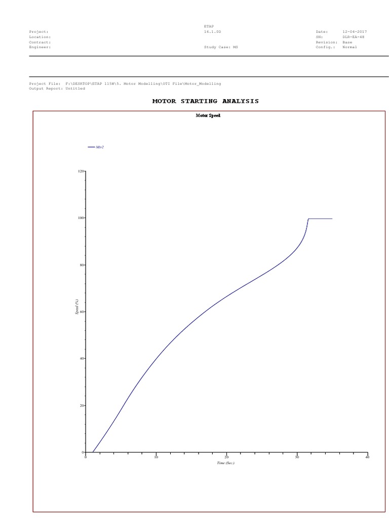 ETAP Motor Starting Analysis Project File Report | PDF