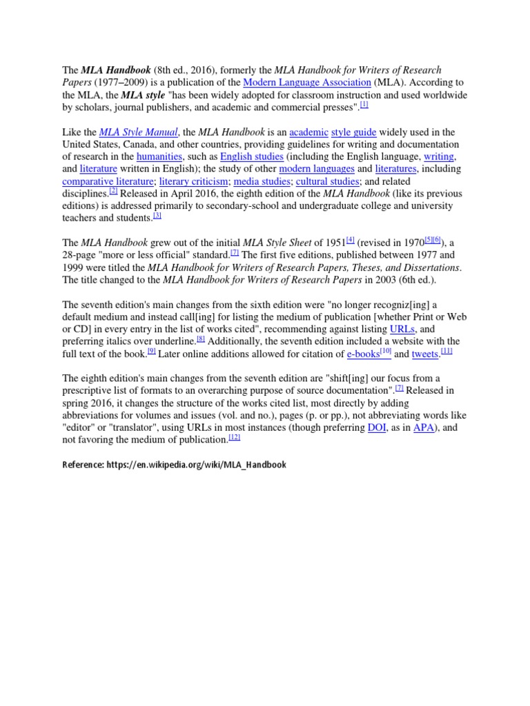 MLA Style Manual: Papers (1977-2009) Is A Publication of The | PDF