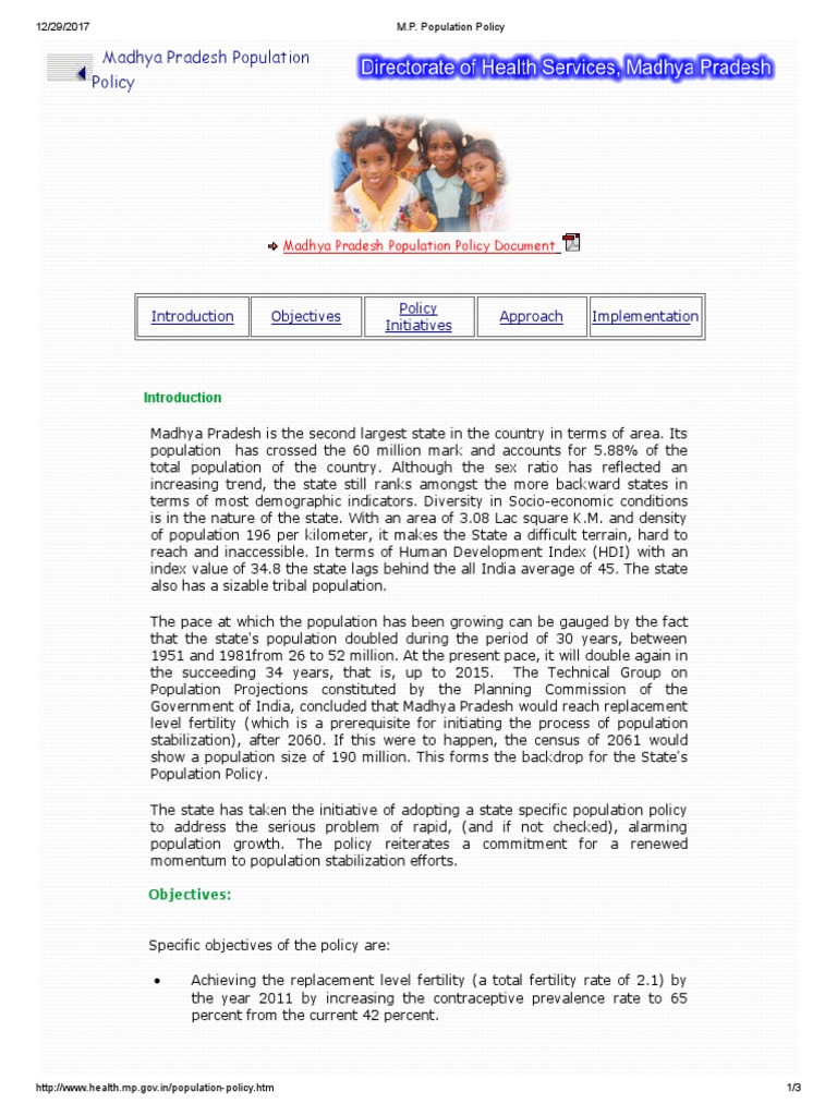 MP Population Policy | PDF | Family Planning | Reproductive Health