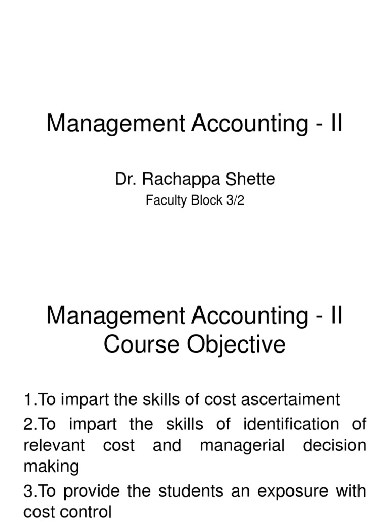 Introduction To Manac II | PDF | Management Accounting | Cost Accounting