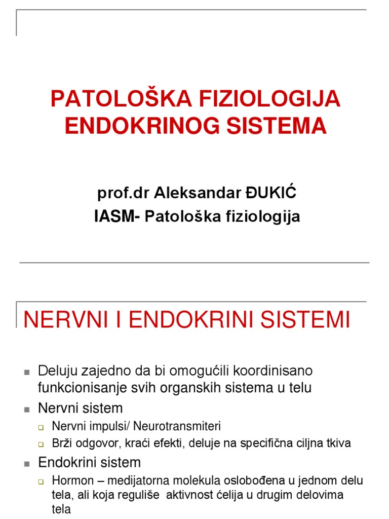 Patoloska Fiziologija Endokrinog Sistema 1 Deo | PDF