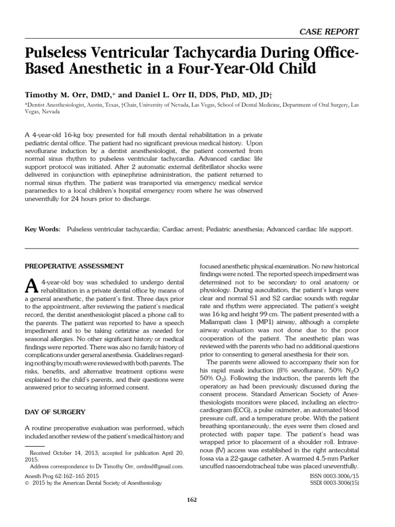 Anesthesia Case Report Pulseless VT | Download Free PDF | Anesthesia ...