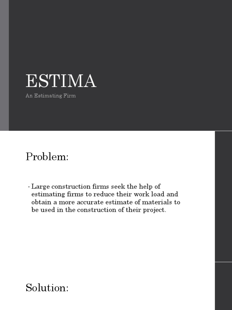 Estima: An Estimating Firm | PDF