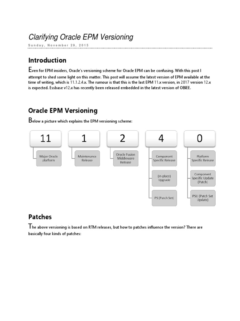 Clarifying Oracle EPM Versioning - Patches | PDF | Systems Engineering ...