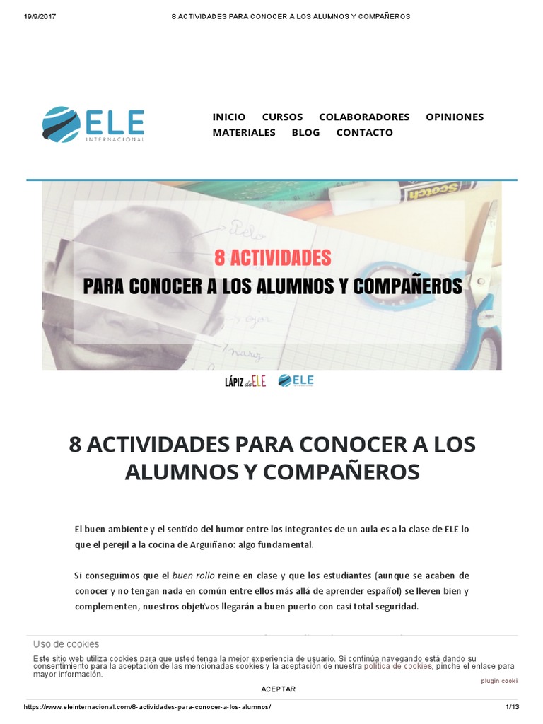 8 Actividades para Conocer A Los Alumnos y Compañeros | PDF ...