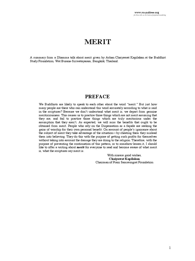 Merit | PDF | Karma | Buddhist Philosophical Concepts