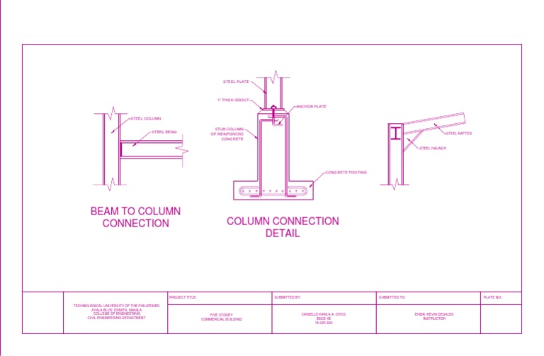 Beam To Column Connection Column Connection Detail: Steel Plate | PDF