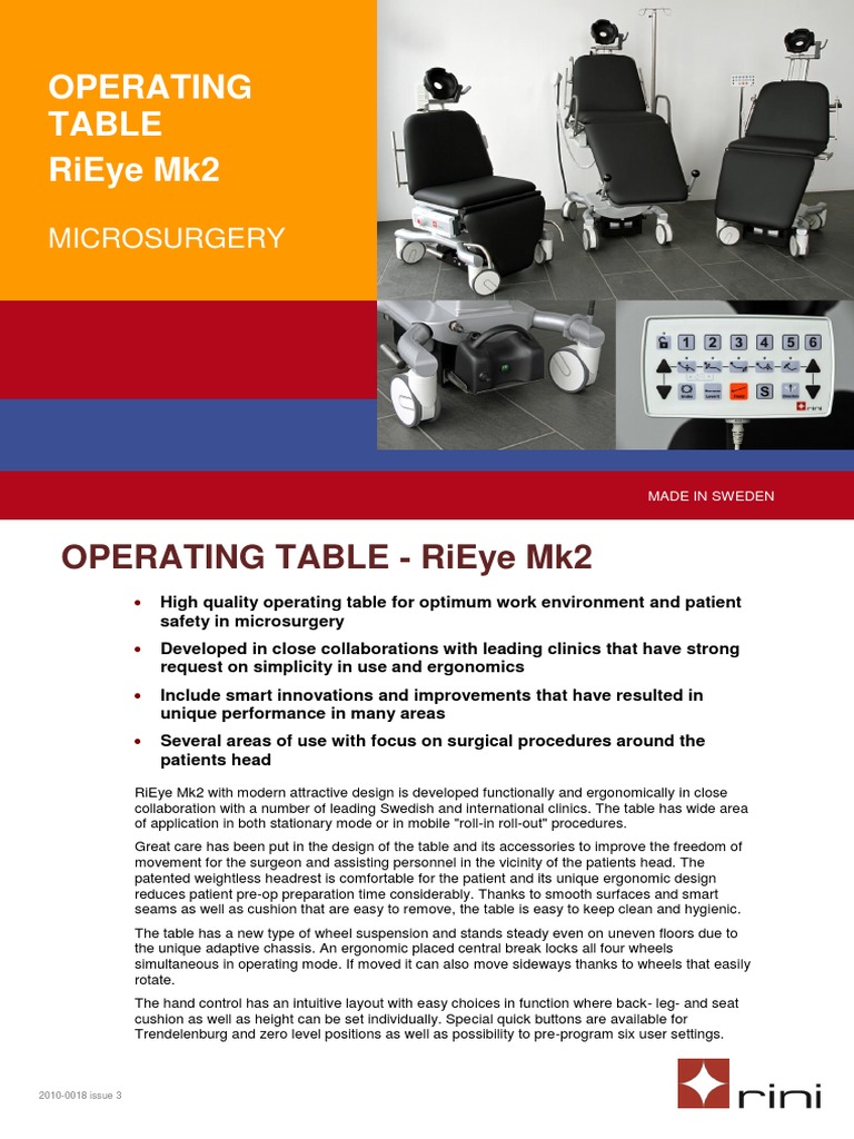 Rini - Operating Table RiEye Mk2 (Edited) | PDF | Surgery | Patient