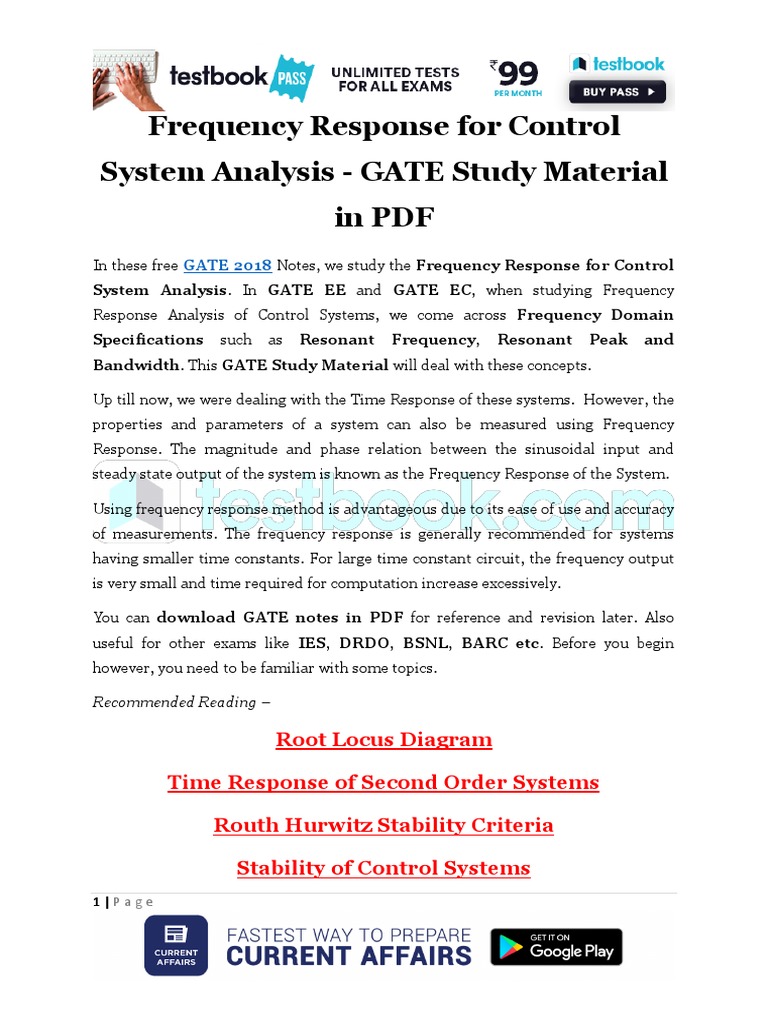 Frequency Response For Control System Analysis - GATE Study Material in PDF | PDF | Computer ...
