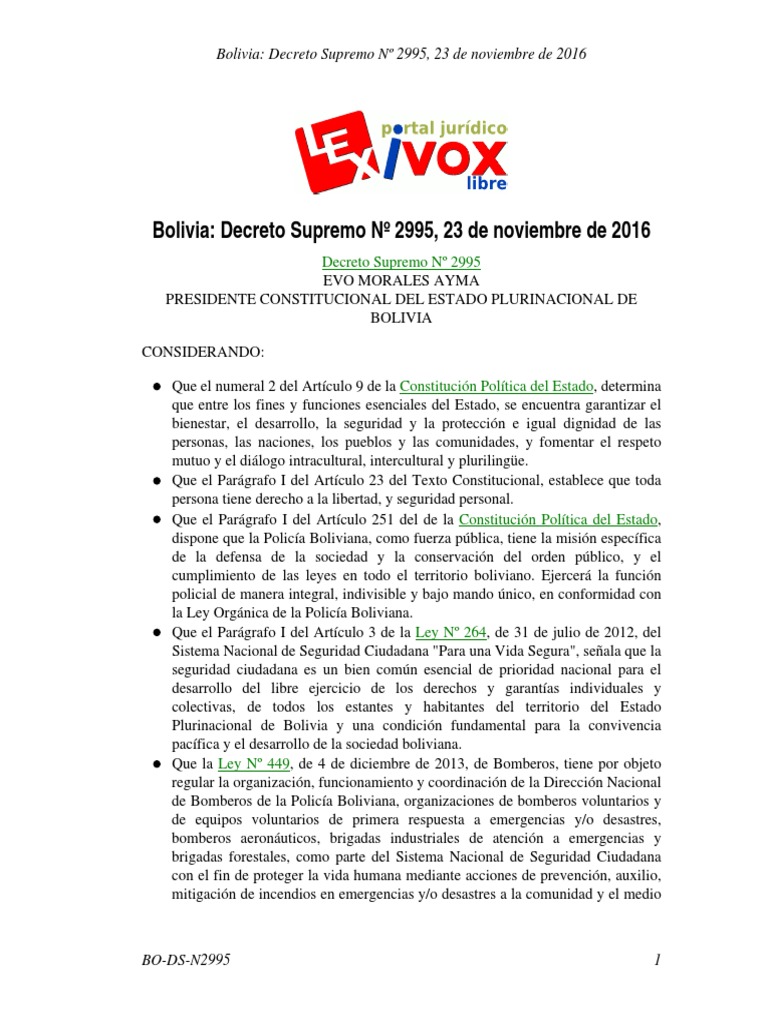DS 2995 | PDF | Bombero | Policía