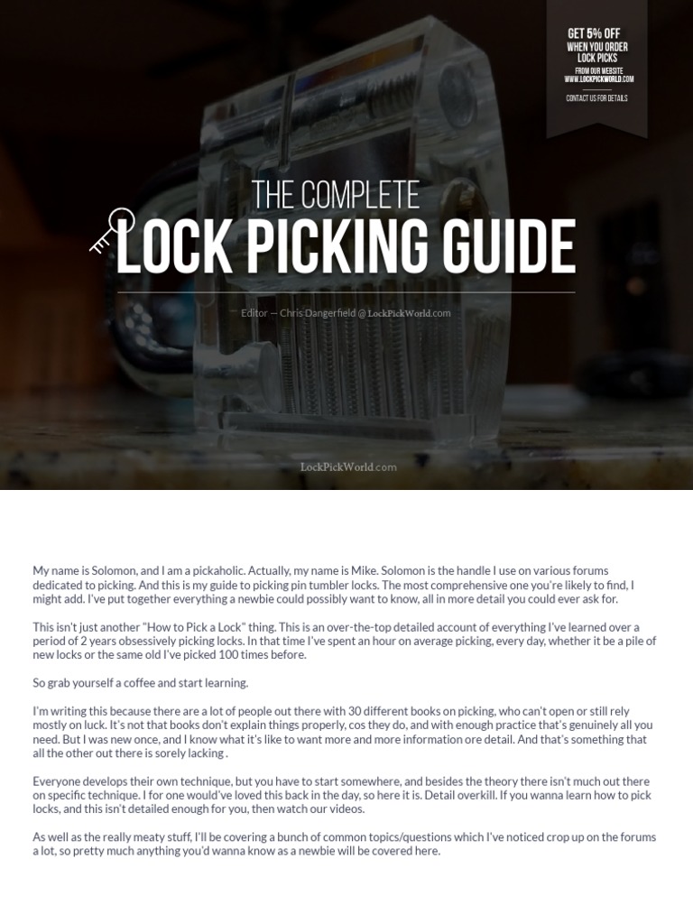LPW Complete Lock Pick Guide v1.6 | Download Free PDF | Lock (Security Device)