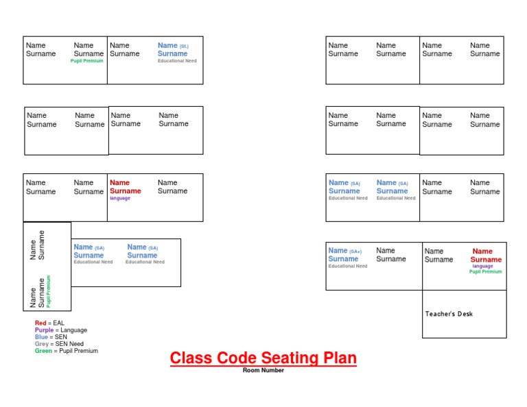 Class Code Seating Plan: Surname | PDF | Language Arts & Discipline