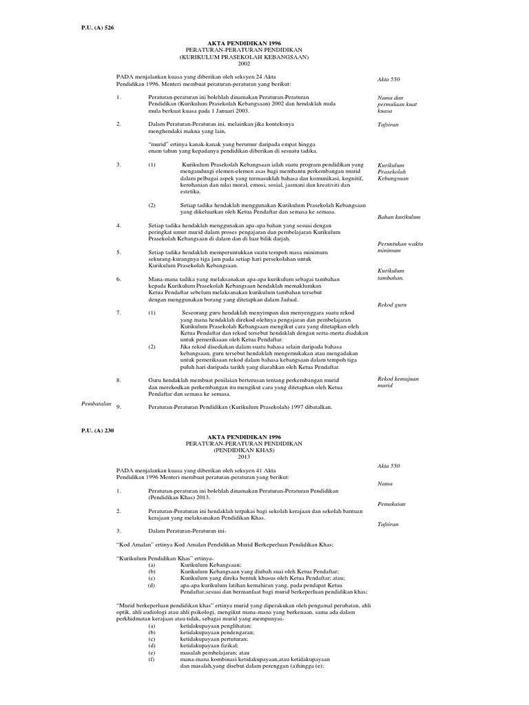Akta Pendidikan 1996 | PDF