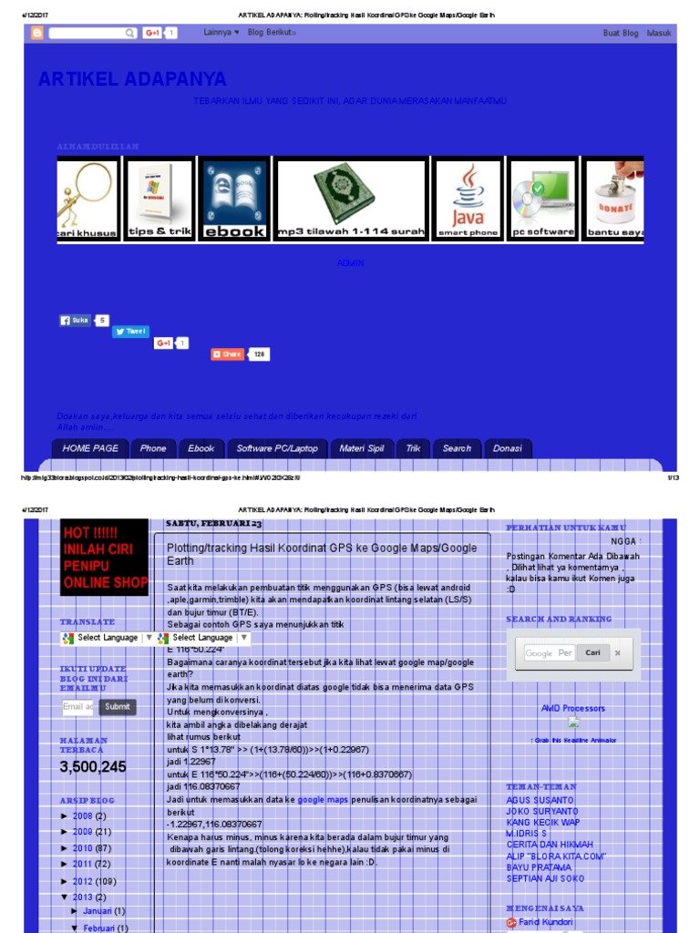ARTIKEL ADAPANYA - Plotting - Tracking Hasil Koordinat GPS Ke Google ...