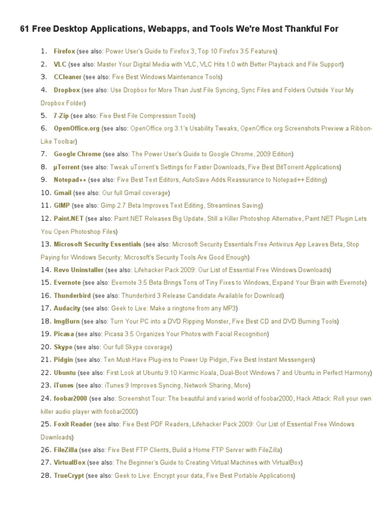 61 Free Desktop Applications | PDF | Evernote | Software Release Life Cycle