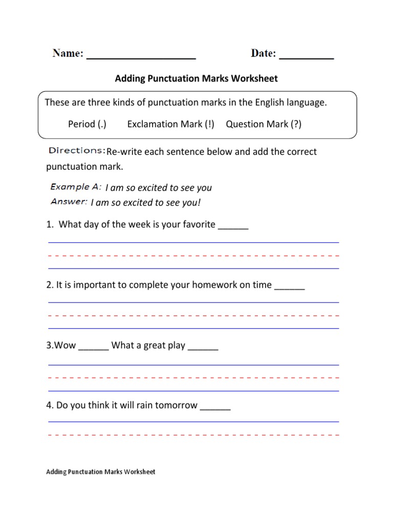 Adding Punctuation Marks 1 | PDF | Punctuation | Writing