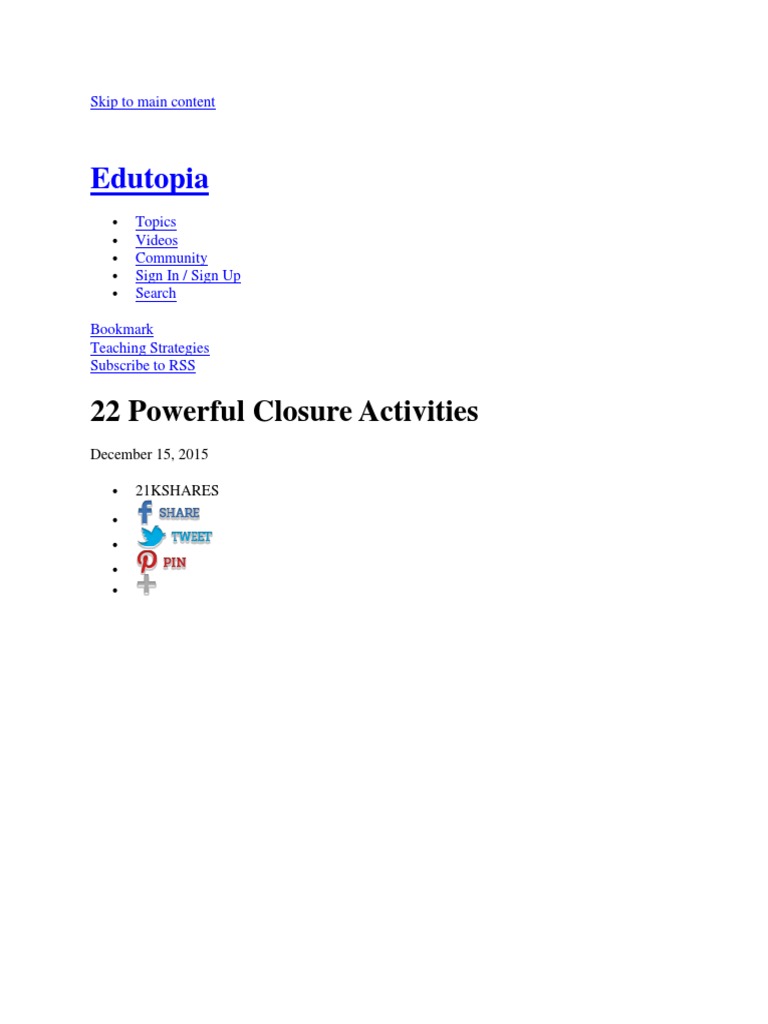 Closure Activity | Educational Assessment | Educational Psychology
