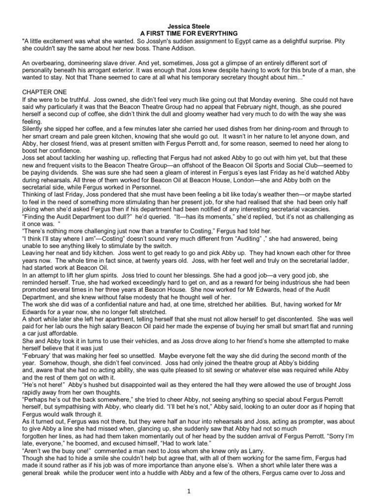 A First Time For Everything Jessica Steele | PDF